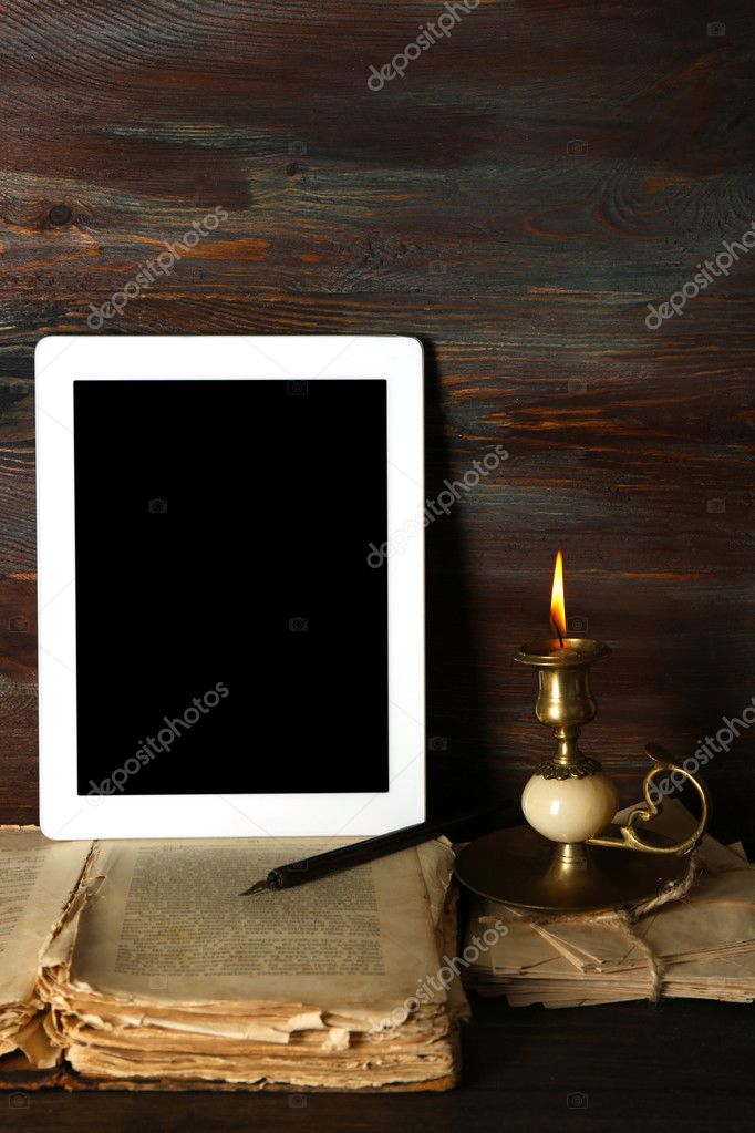 Ancient things and tablet Stock Photo by ©belchonock 72912851