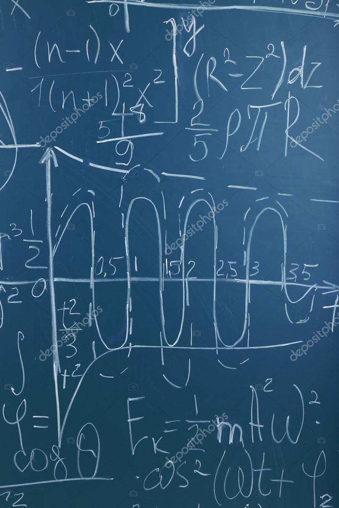 Maths formulas on chalkboard background — Stock Photo © belchonock ...