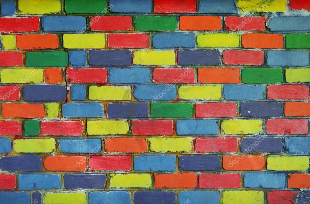 Rainbow colorful brick wall background Stock Photo by ©belchonock 77242054