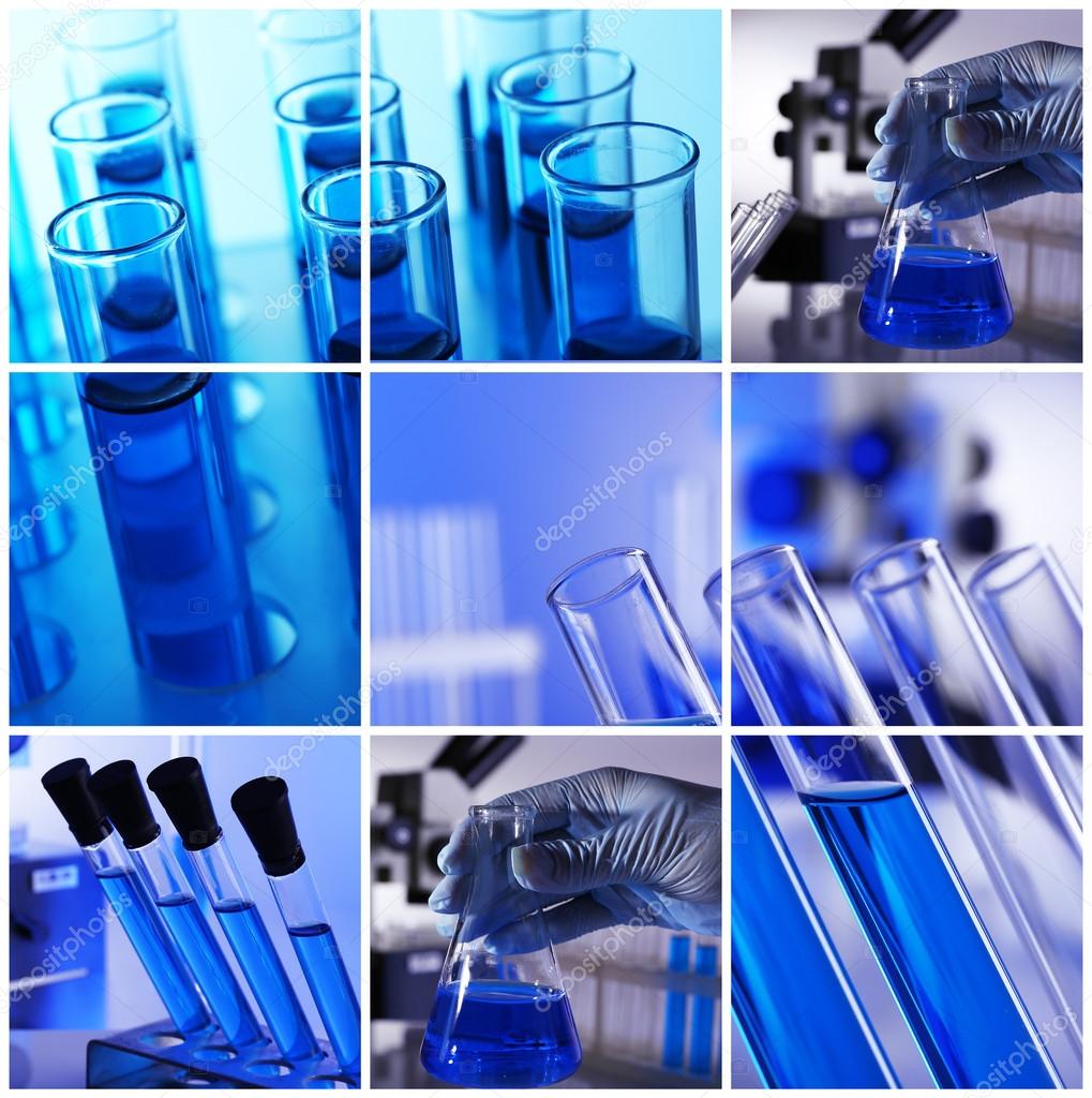 Collage of scientific elements in laboratory — Stock Photo © belchonock ...