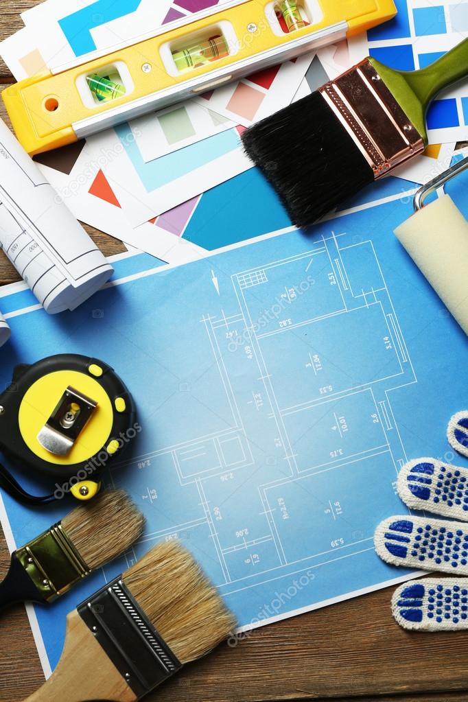 Construction instruments, plan Stock Photo by ©belchonock 78873716