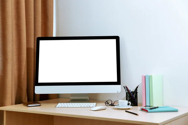 Workplace with modern computer Stock Photo by ©belchonock 110560606