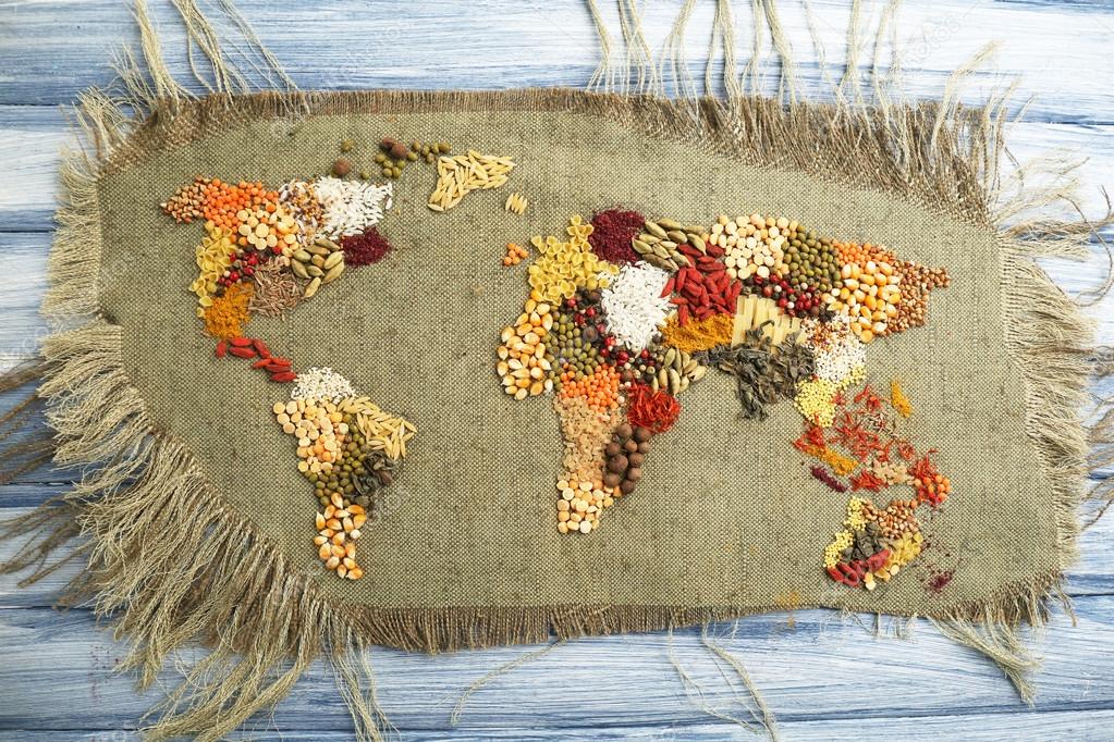 Spices map on sackcloth — Stock Photo © belchonock #86190176