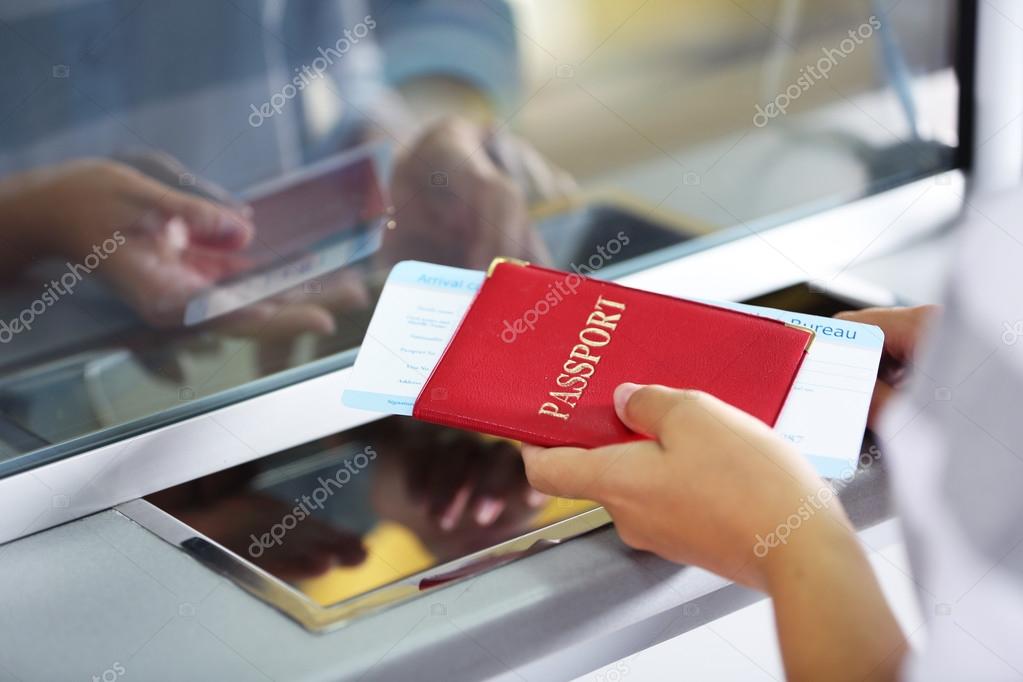 Airport Check-In Counters With Passengers — Stock Photo © belchonock ...