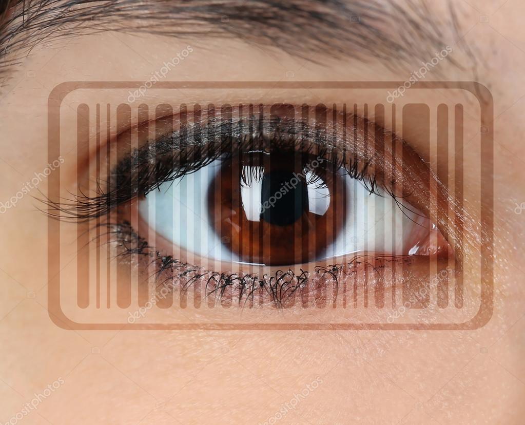 Human eye with integrated barcode Stock Photo by ©belchonock 87415304