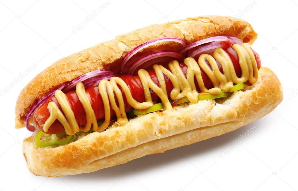 Fresh hot dog isolated on white Stock Photo by ©belchonock 90065368