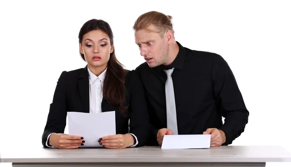 TV anchors training for telling news Stock Photo by ©belchonock 92166616