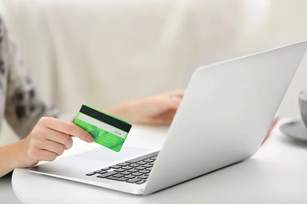 Female making online payment, close up - Stock Image - Everypixel