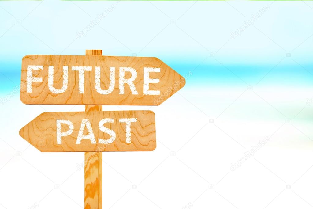 Future concept. Wooden sign board Stock Photo by ©belchonock 93111168