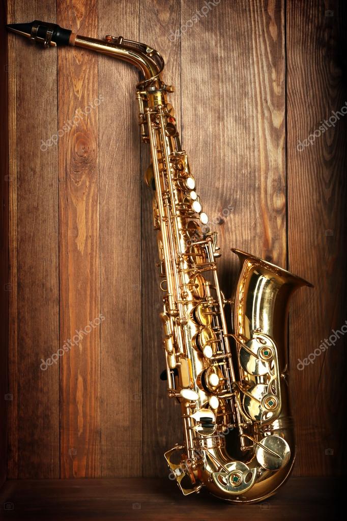 Beautiful golden saxophone — Stock Photo © belchonock #93801982