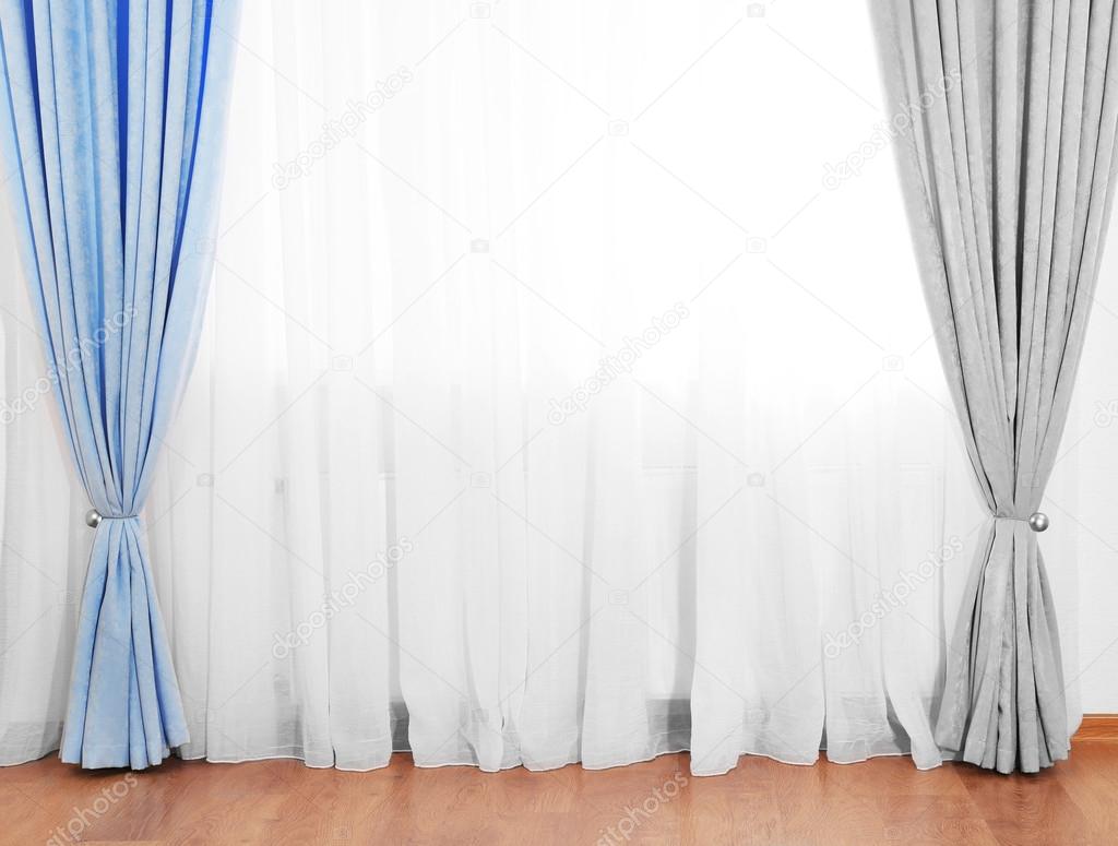 Empty room with curtain Stock Photo by ©belchonock 96883076