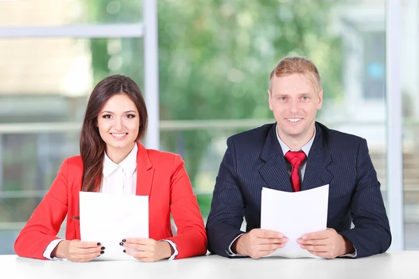 TV anchor training for telling news Stock Photo by ©belchonock 100257348