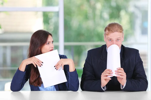 TV anchor training for telling news Stock Photo by ©belchonock 90730198