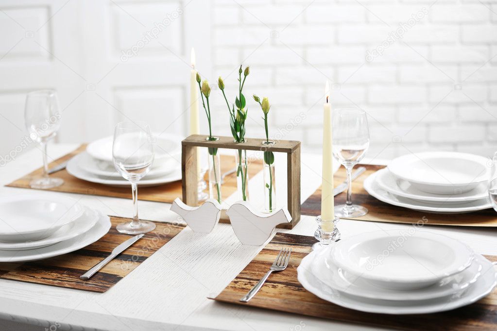 Beautiful table setting — Stock Photo © belchonock #97759928