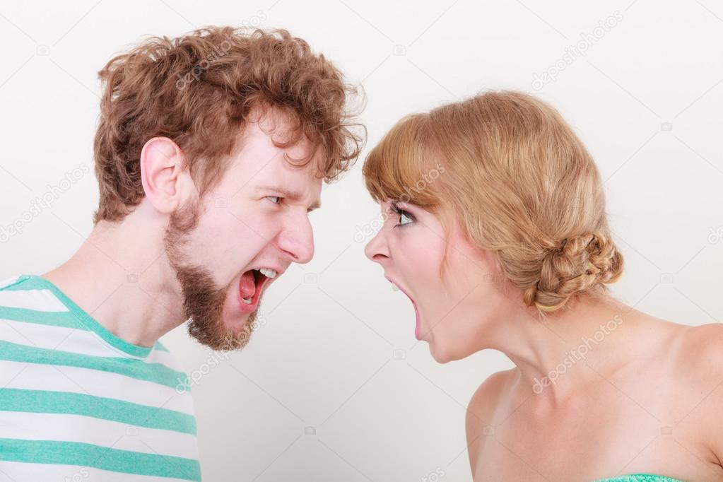 Angry Woman Screaming At Man