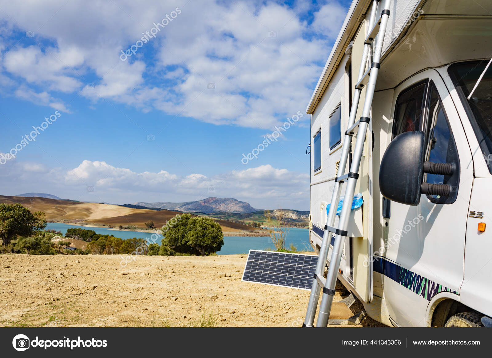 Camping Nature Camper Vehicle Portable Ladder Solar Panel Caravanning ...