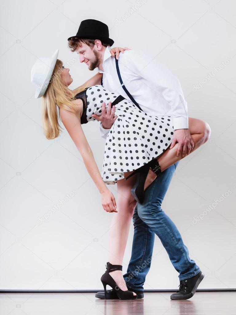 Young happy couple dancing — Stock Photo © Anetlanda #80887056