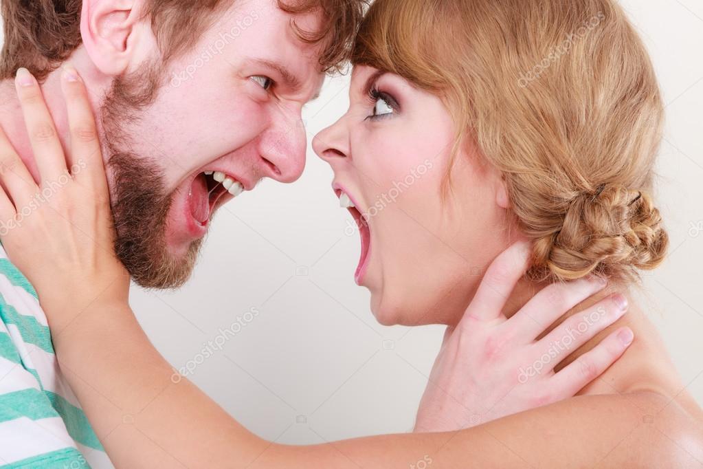 Angry Man Yelling At Woman
