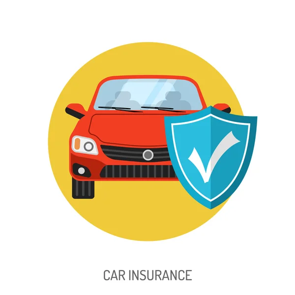 Auto Safetyconcept Car Insurance Red Car Green Shield Vector ...