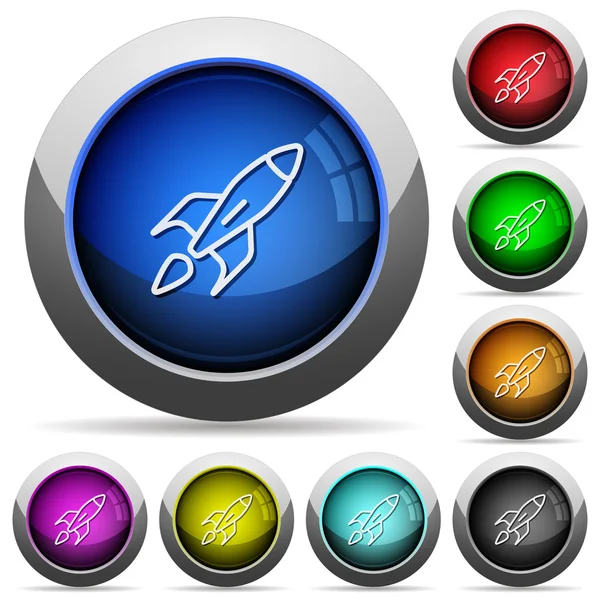 Launched rocket luminous coin-like round color buttons Stock Vector Image by ©renegadehomie ...