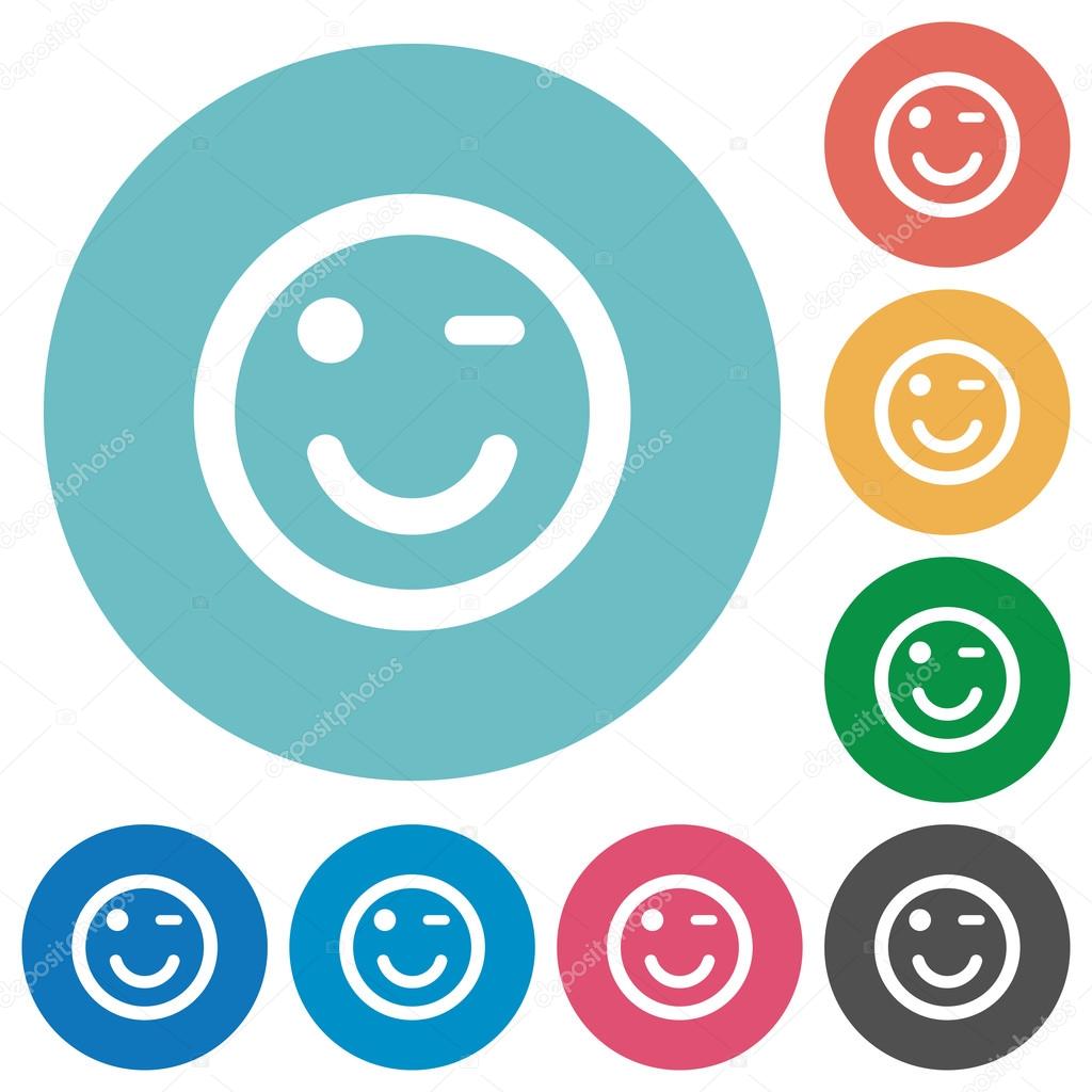 Flat winking emoticon icons Stock Vector by ©renegadehomie 103988294