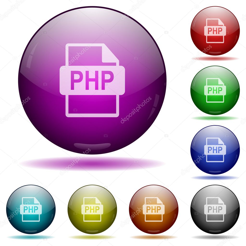 PHP file format glass sphere buttons Stock Vector by ©renegadehomie 115275932