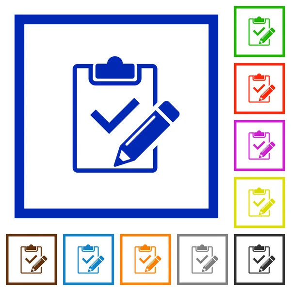 Fill Out Checklist White Icons Edged Square Buttons Various Trendy ...