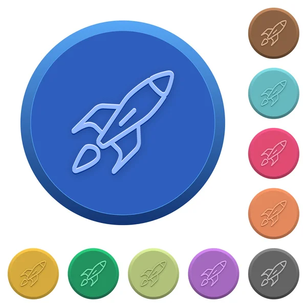 Launched Rocket Dark Push Buttons Vivid Color Icons Dark Grey Stock ...