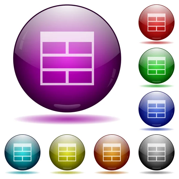 Spreadsheet Horizontally Merge Table Cells Icons Color Illuminated Spherical Glass — Stock ...
