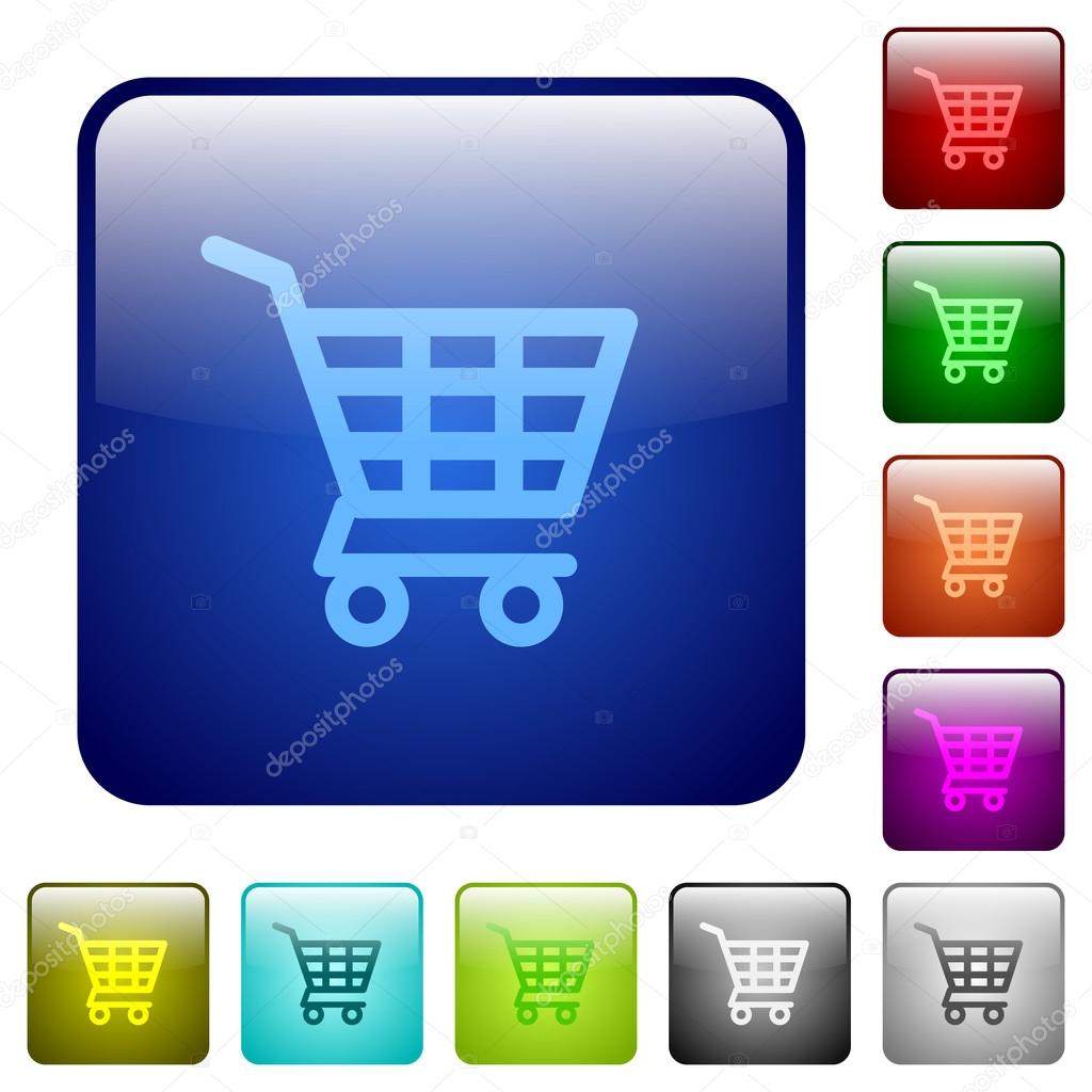 Color shopping cart square buttons Stock Vector by ©renegadehomie 120195052