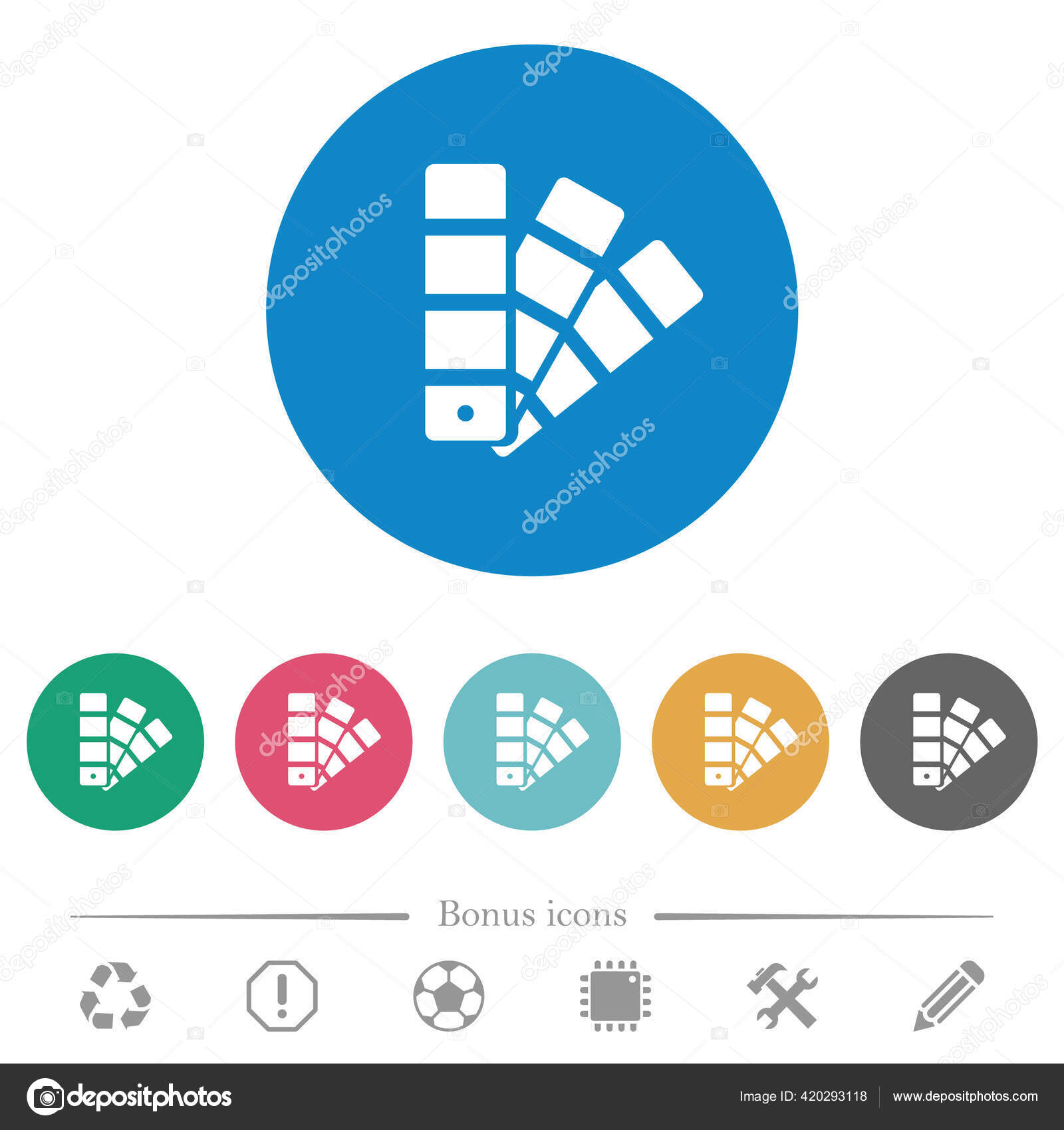 Color Swatch Flat White Icons Color Backgrounds Bonus Icons Included ...