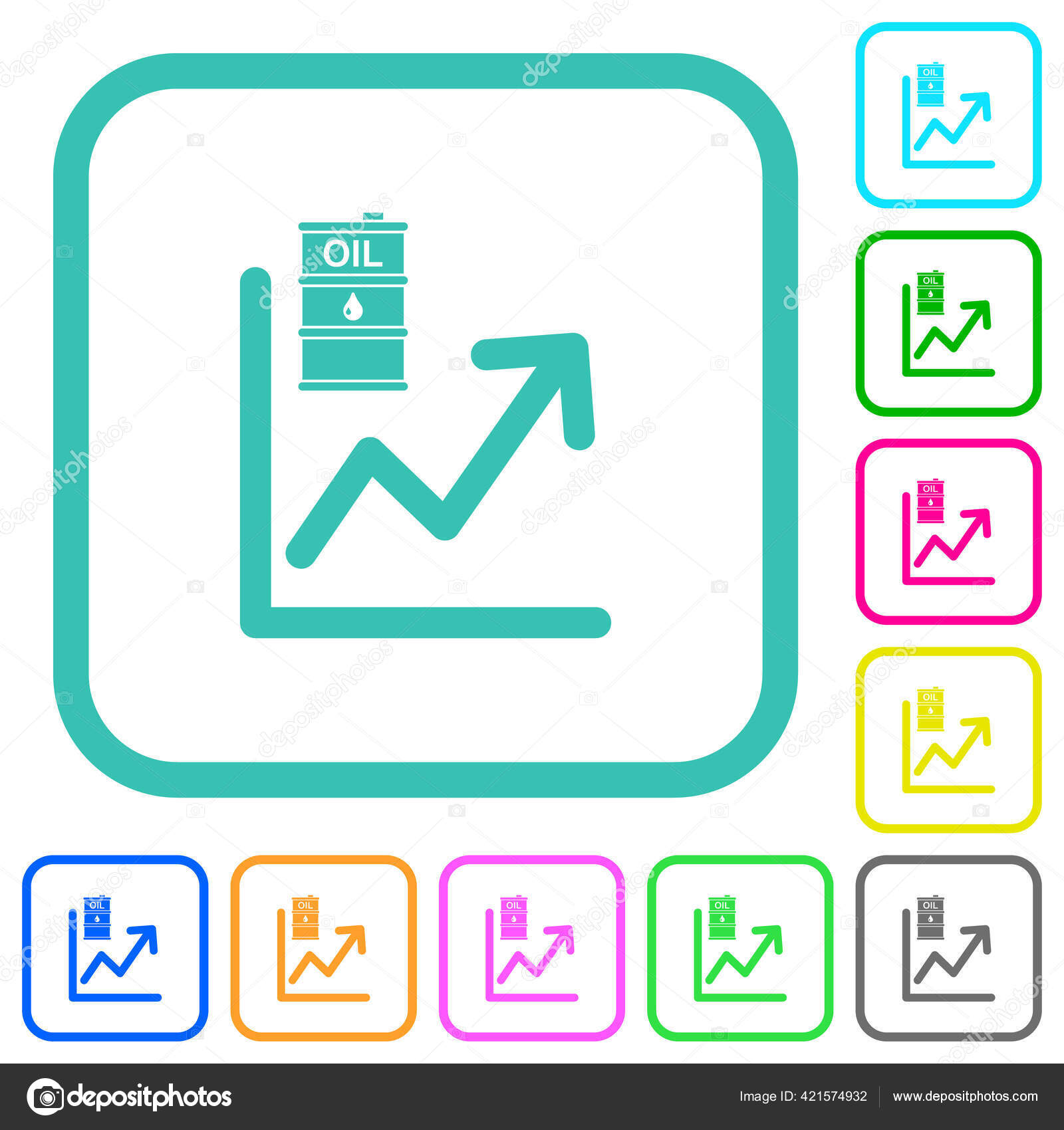 Oil Trade Graph Vivid Colored Flat Icons Curved Borders White Stock ...