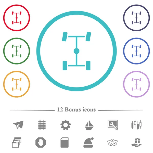 Central Differential Lock Flat White Icons Color Backgrounds Stock ...