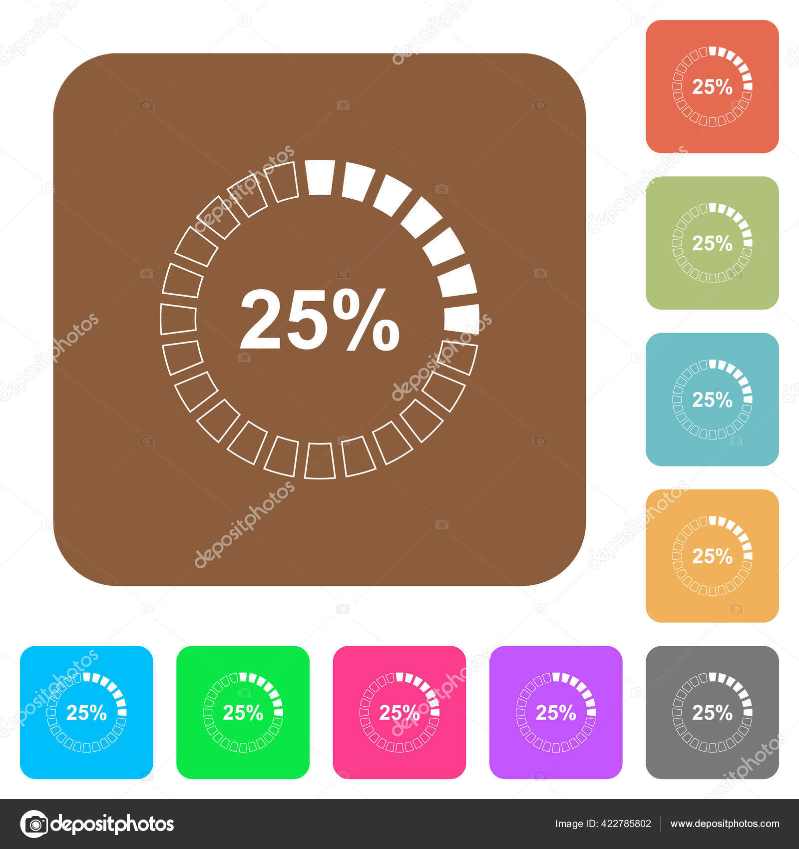 Percent Loaded Flat Icons Rounded Square Vivid Color Backgrounds Stock ...