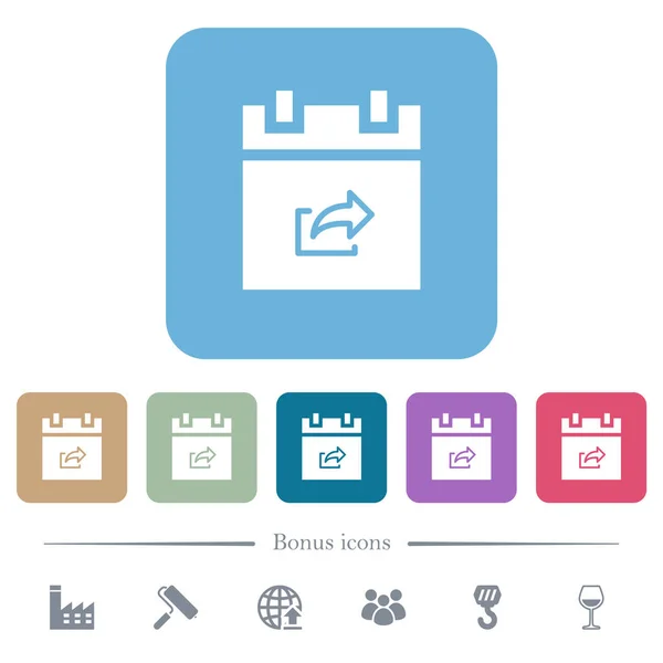 Schedule settings flat white icons in square backgrounds Stock Vector ...