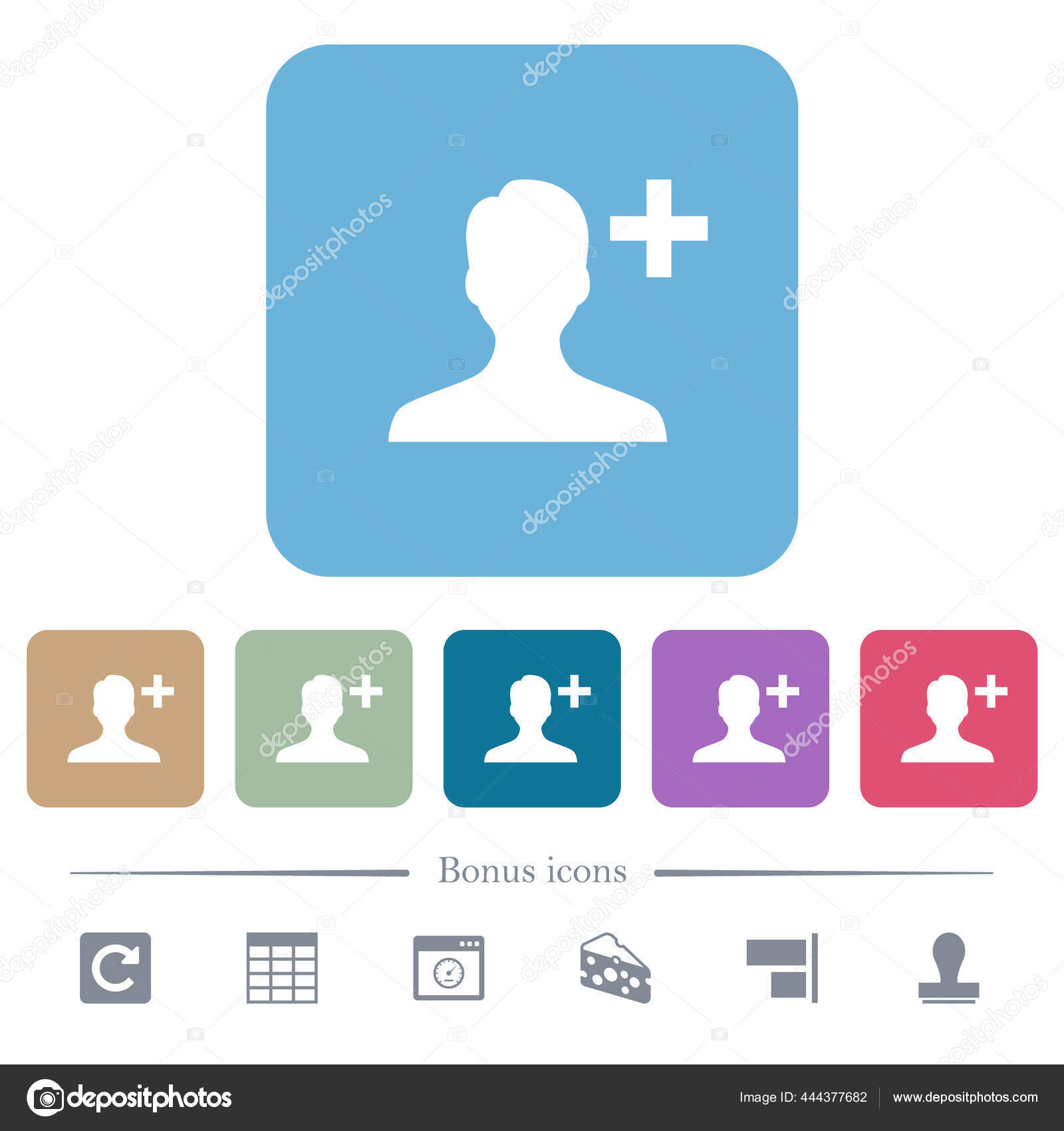 Add New User White Flat Icons Color Rounded Square Backgrounds Stock Vector by ©renegadehomie ...
