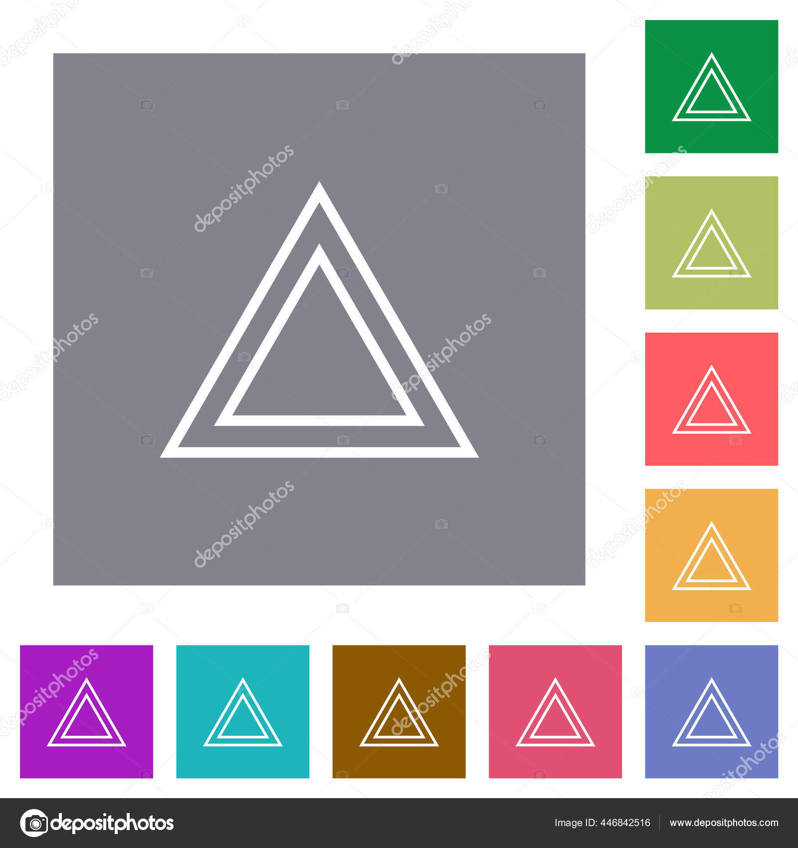 Traffic Emergency Triangle Flat Icons Simple Color Square Backgrounds ...