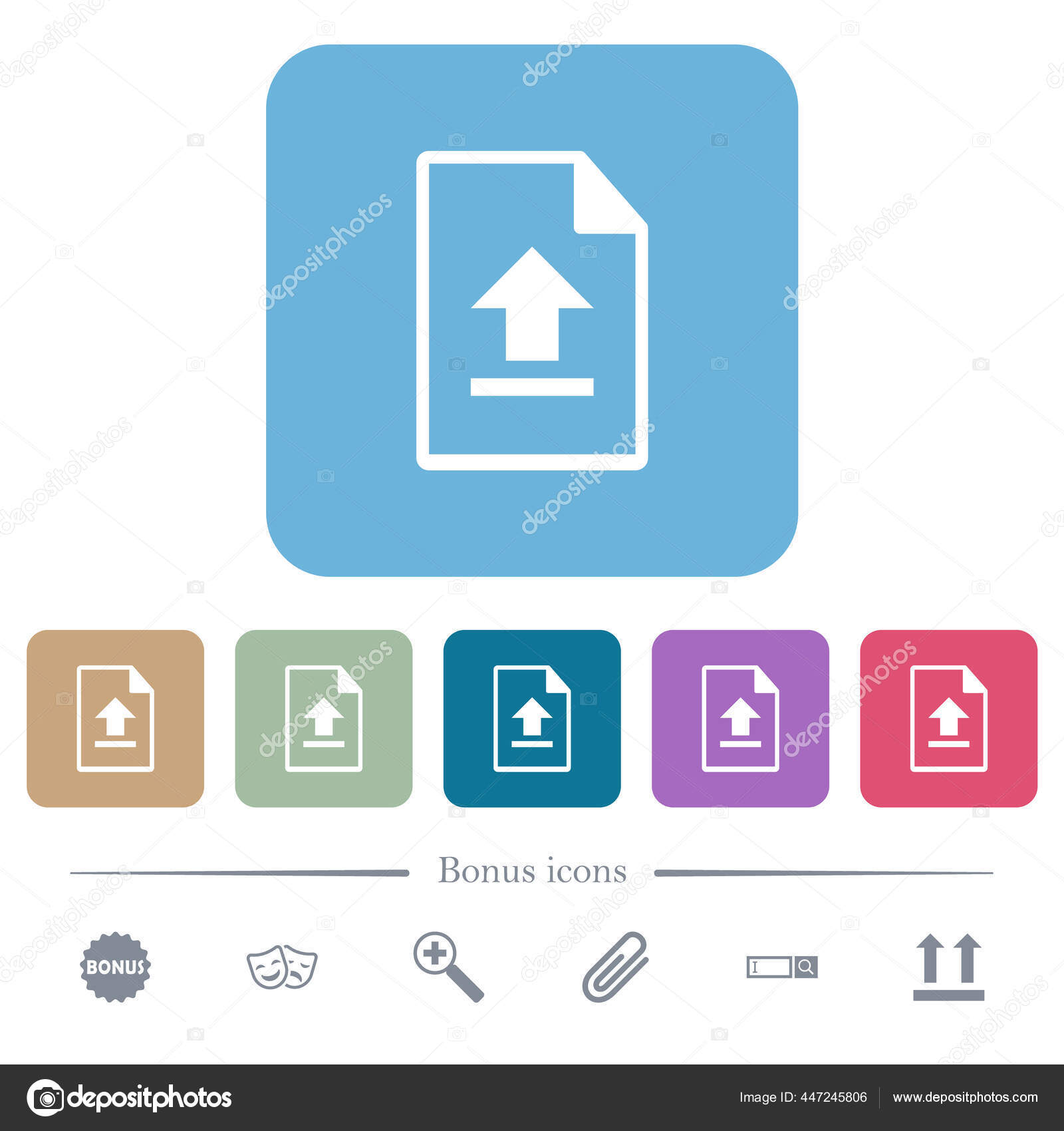 Upload File White Flat Icons Color Rounded Square Backgrounds Bonus ...