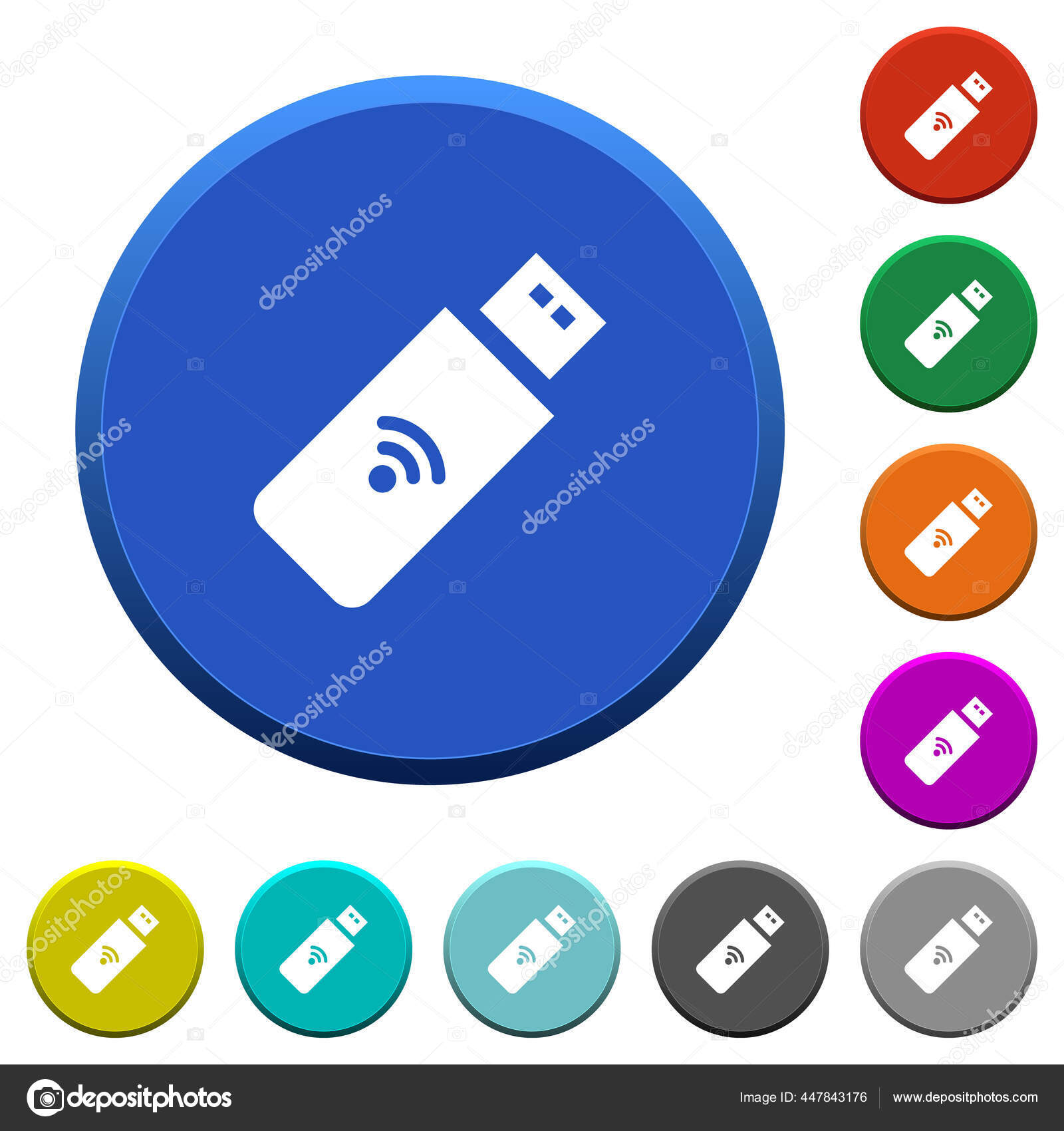 Wireless Usb Stick Color Beveled Buttons Smooth Surfaces Flat White ...