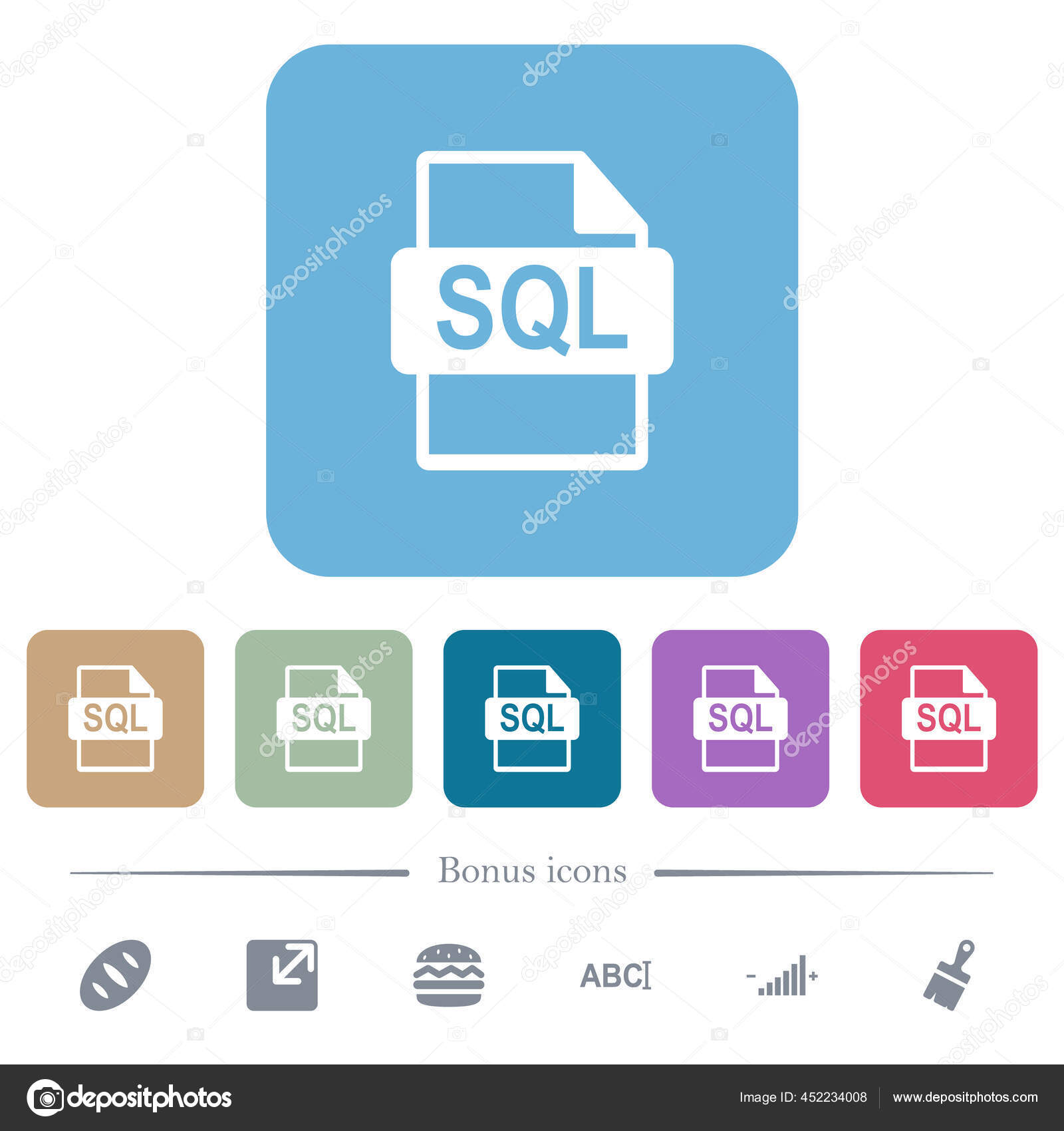 Formato Archivo Sql Iconos Planos Blancos Fondos Cuadrados Redondeados ...