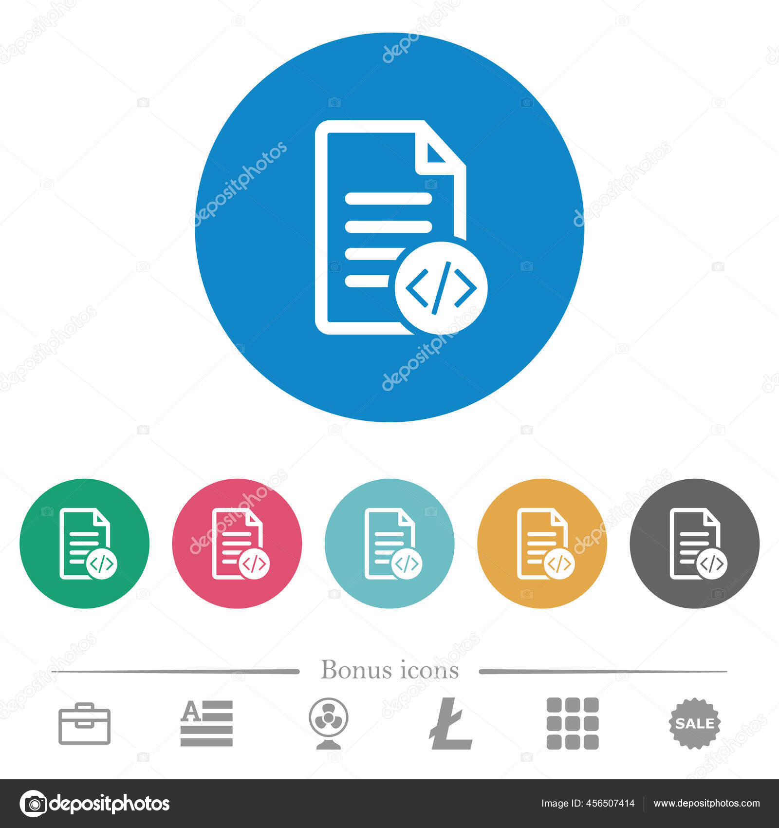 Source Code Document Flat White Icons Color Backgrounds Bonus Icons ...