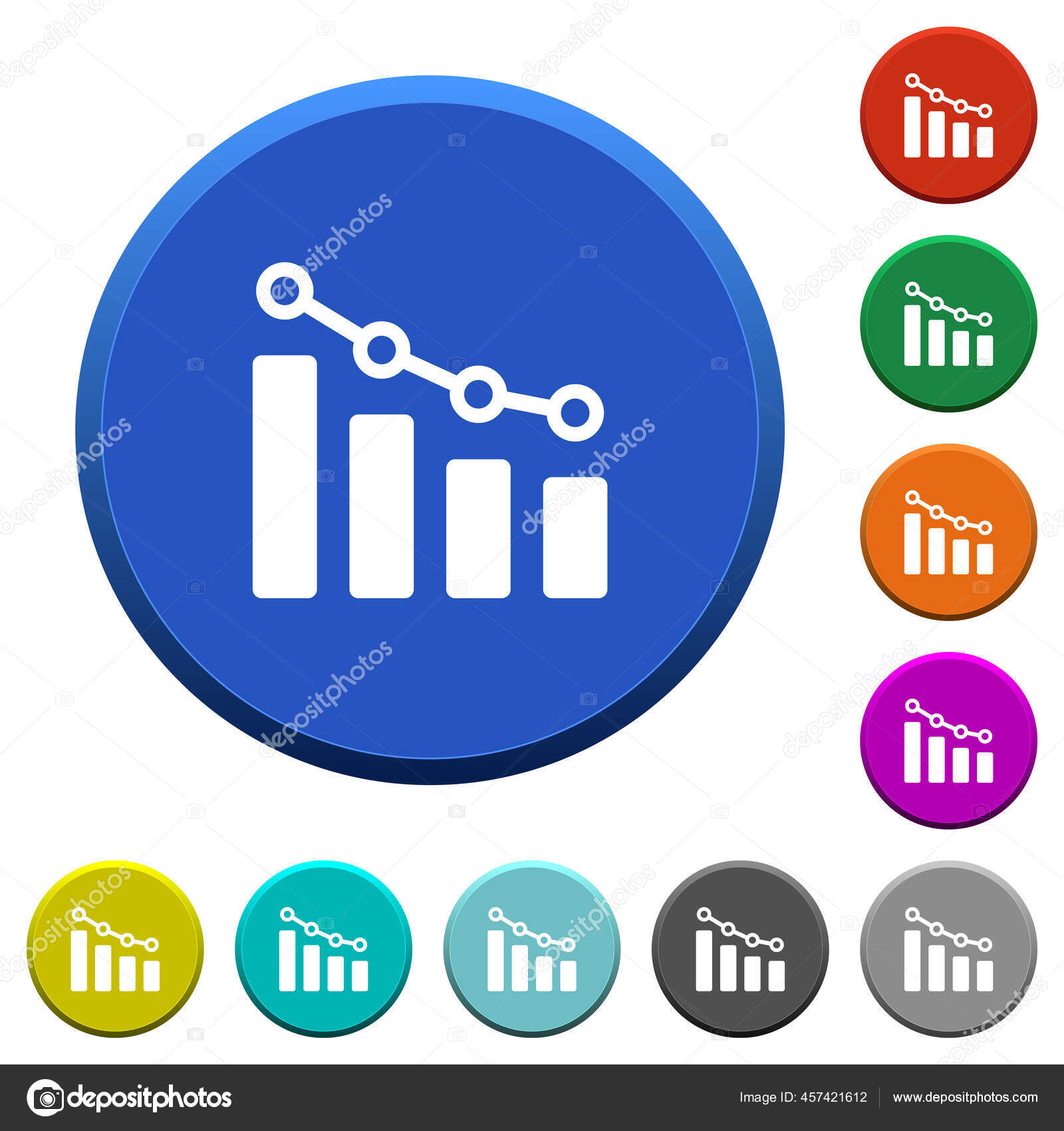 Bar Graph Circles Lines Color Beveled Buttons Smooth Surfaces Flat ...