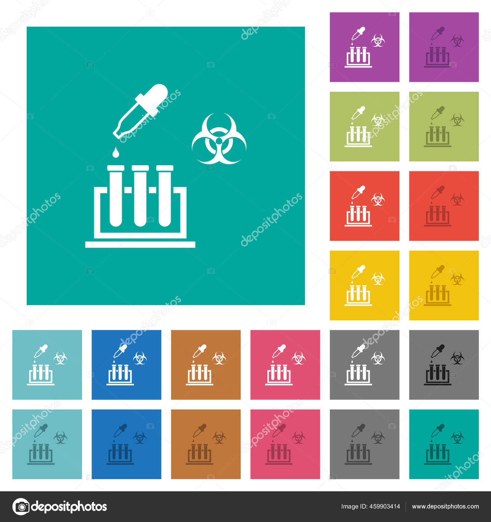 Biological Experiment Multi Colored Flat Icons Plain Square Backgrounds ...