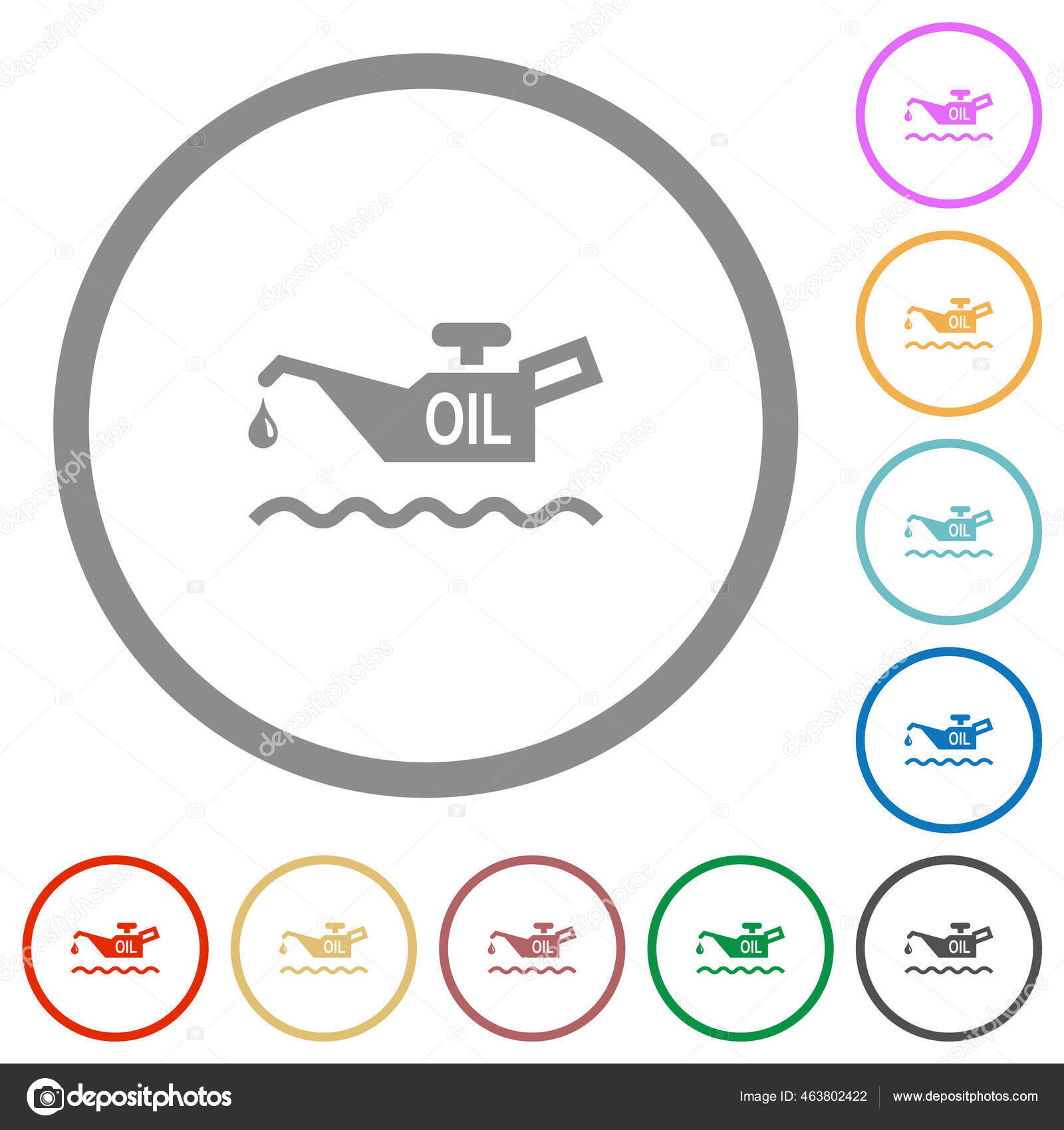 Oil Level Indicator Flat Color Icons Outlines White Background Stock ...