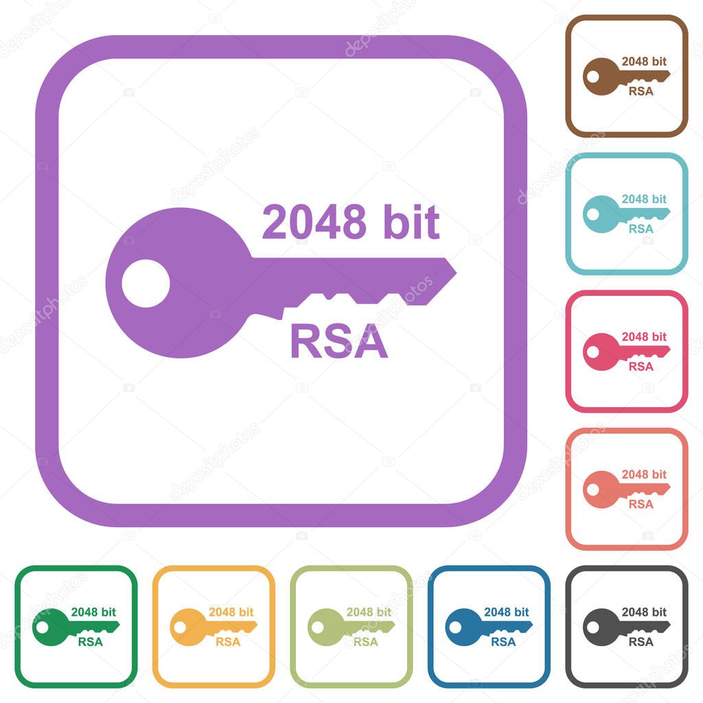 Iconos simples de cifrado rsa de 2048 bits en marcos cuadrados ...