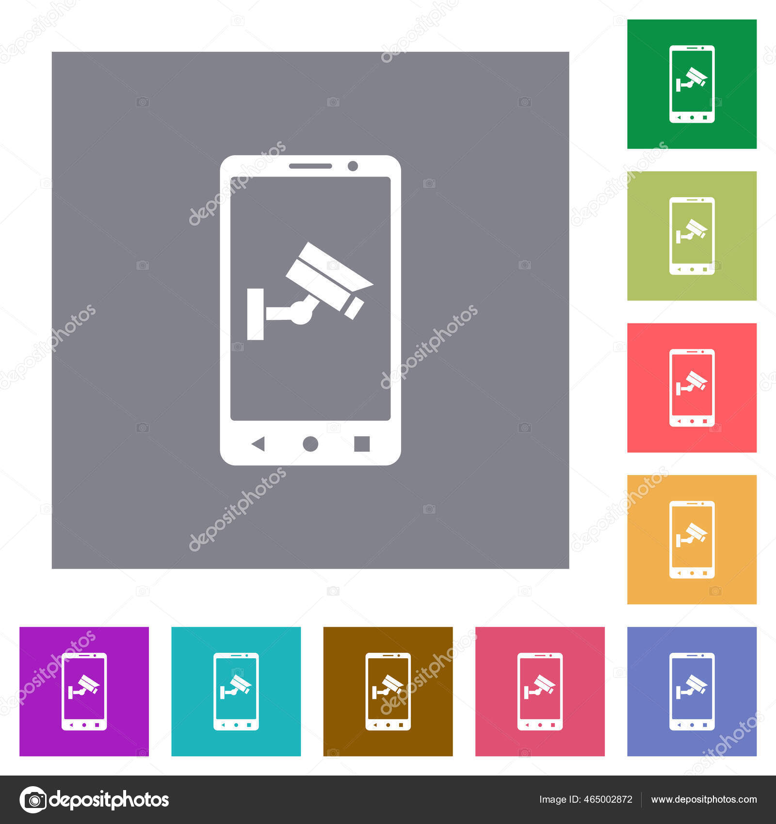 Remote Surveillance Flat Icons Simple Color Square Backgrounds Stock ...