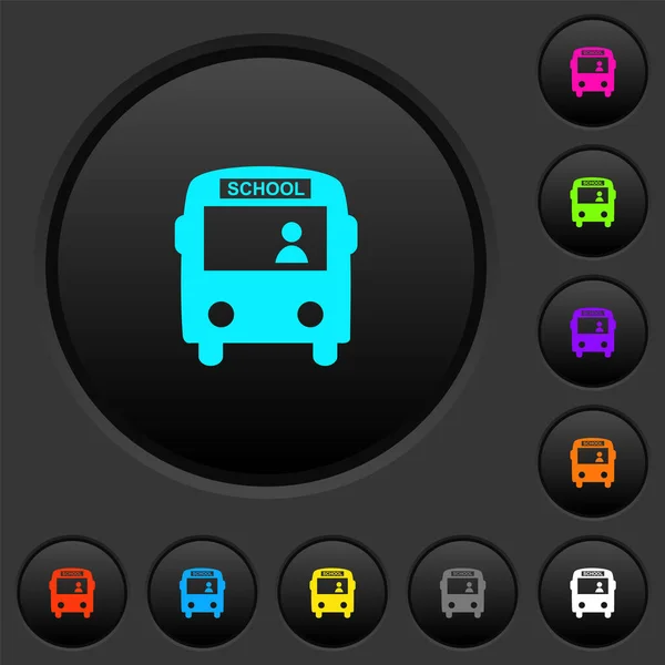 School Bus Driver Icons Glass Buttons Multiple Colors Arranged Layer ...