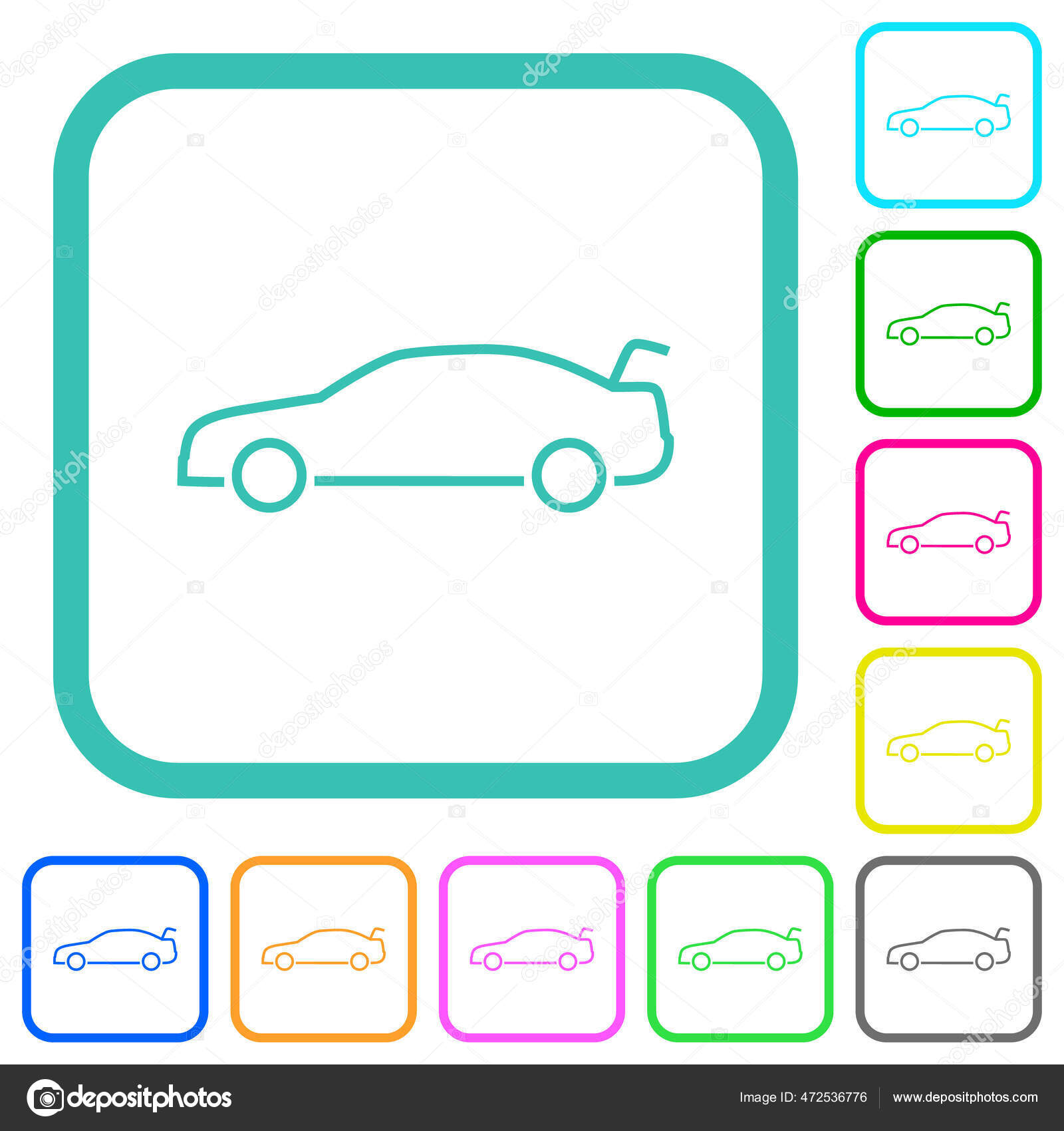 Car Trunk Open Dashboard Indicator Vivid Colored Flat Icons Curved ...