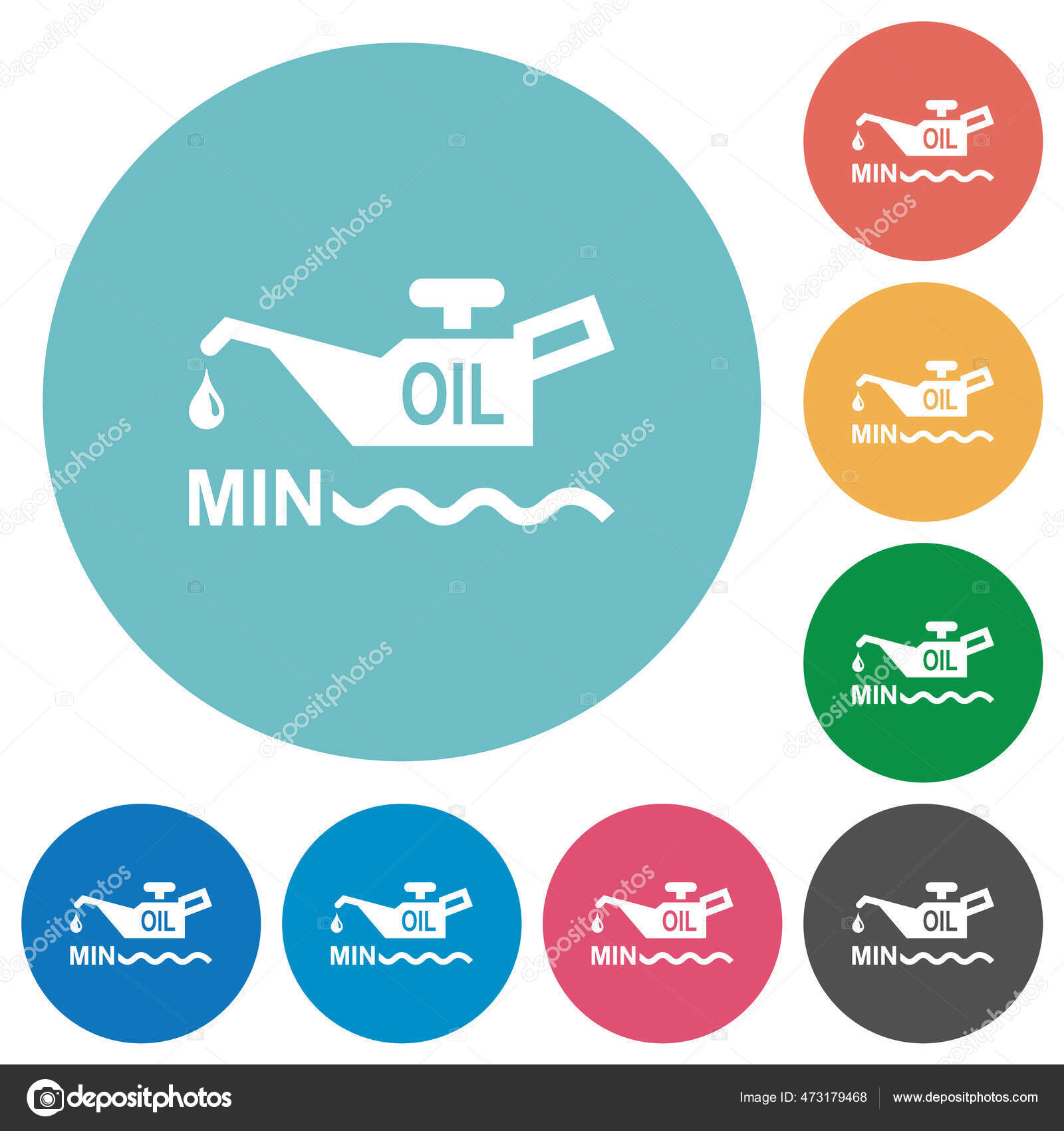 Oil Level Minimum Indicator Flat White Icons Color Backgrounds Stock ...