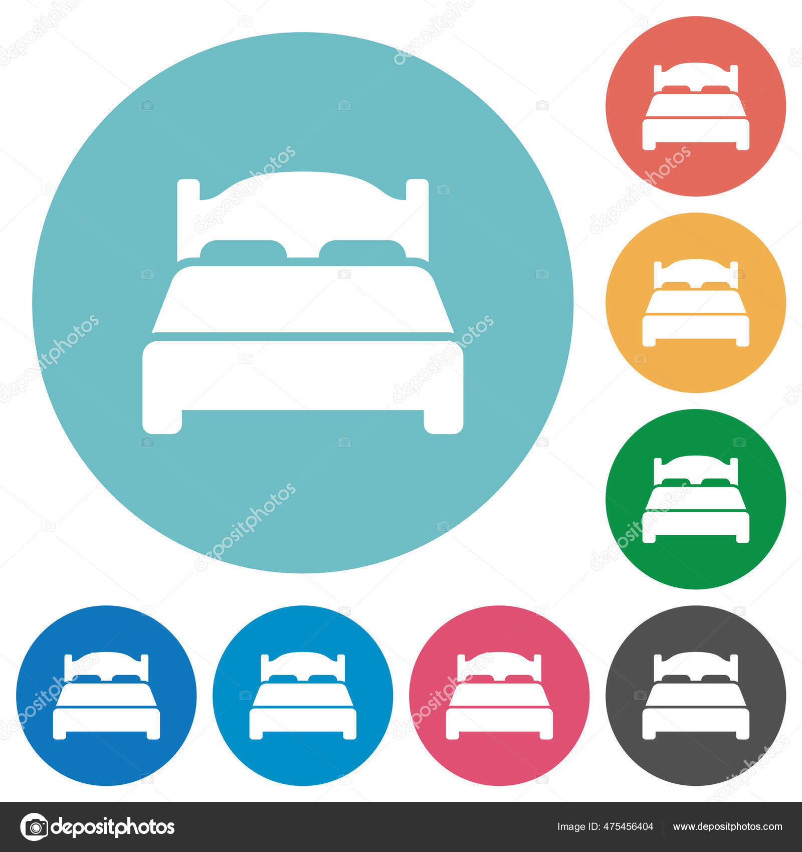 Double Bed Flat White Icons Color Backgrounds Stock Vector by ©renegadehomie 475456404